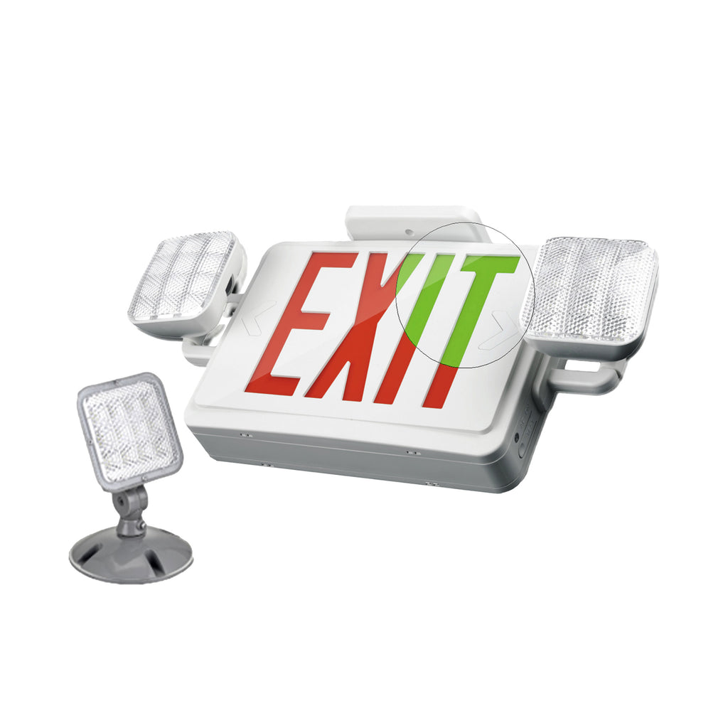Remote Capable Indoor Emergency Exit Combo - Red/Green Letters - Dual