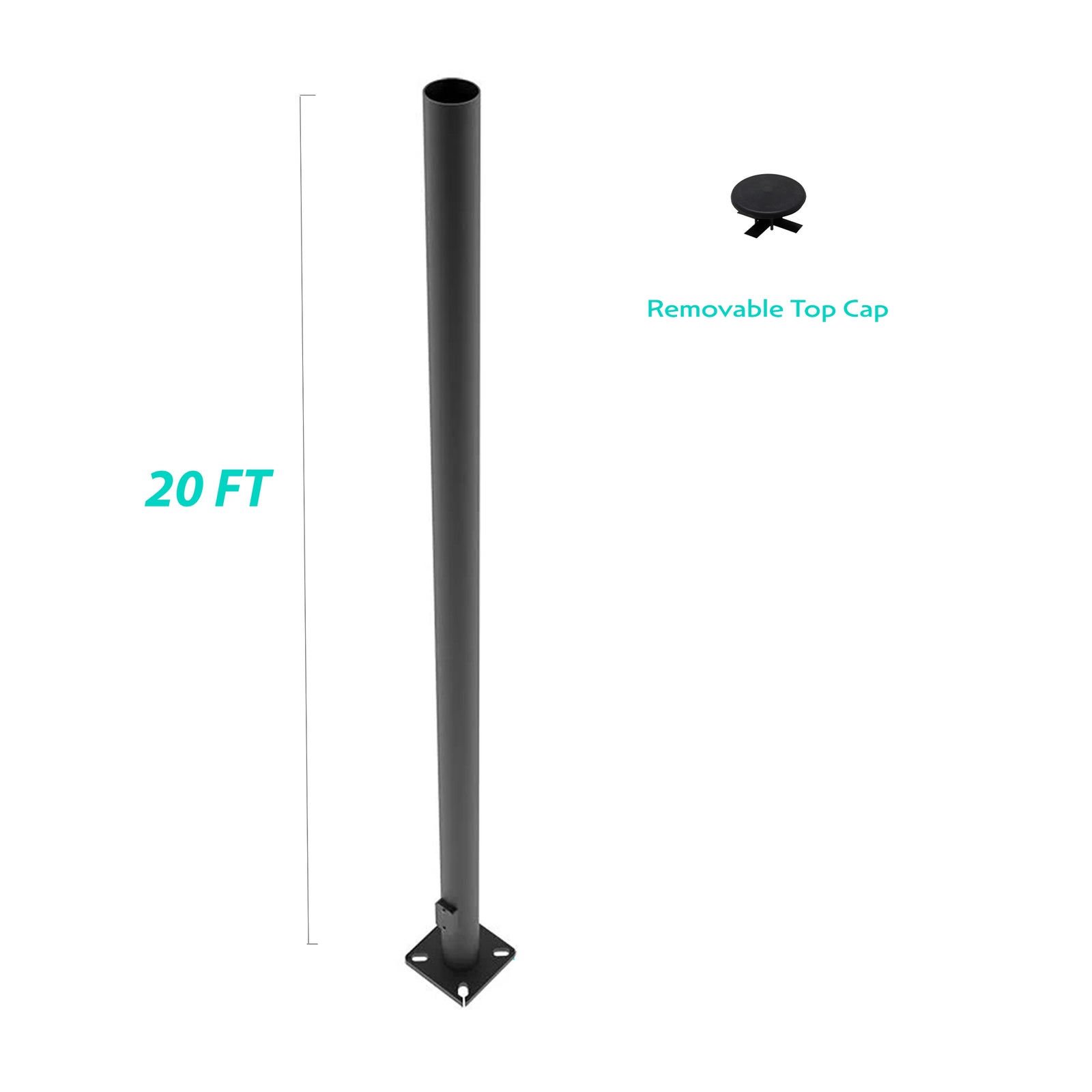 20 Foot Steel Round Straight Light Pole - Including Shipping